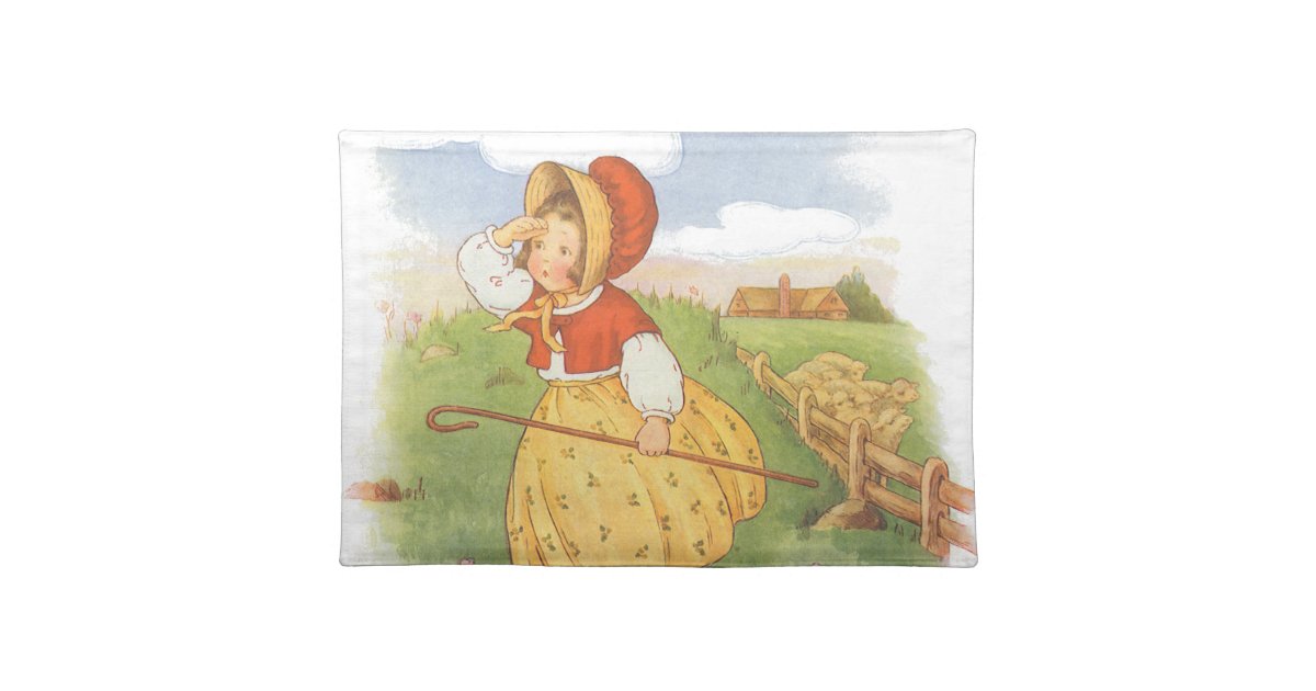 Vintage Little Bo Peep Mother Goose Nursery Rhyme Placemat | Zazzle