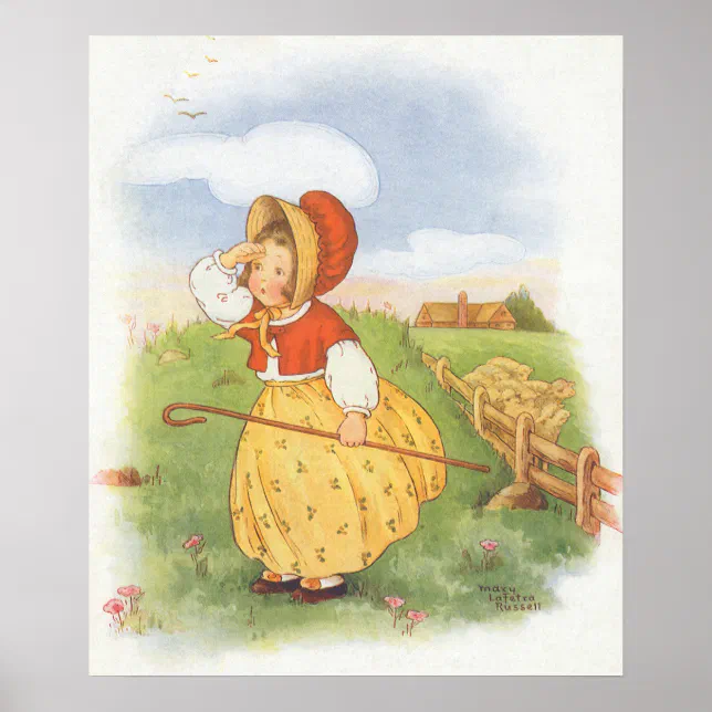 Vintage Little Bo Peep Mother Goose Nursery Rhyme Poster | Zazzle