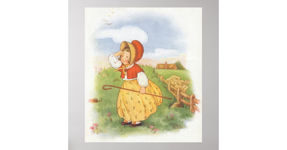Vintage Little Bo Peep Mother Goose Nursery Rhyme Poster | Zazzle
