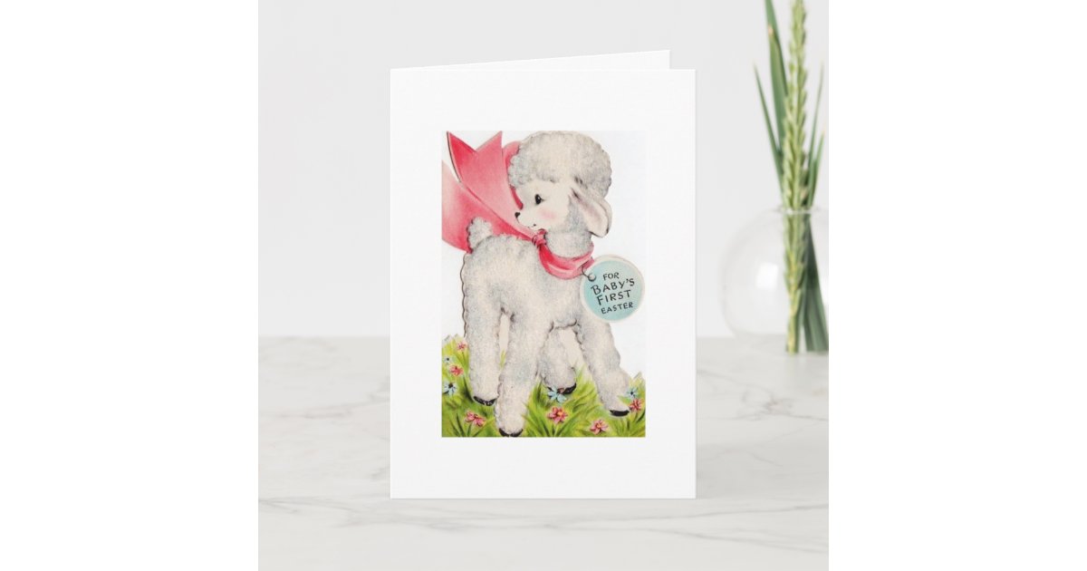 Vintage Little Lamb for Baby's First Easter, Holiday Card | Zazzle