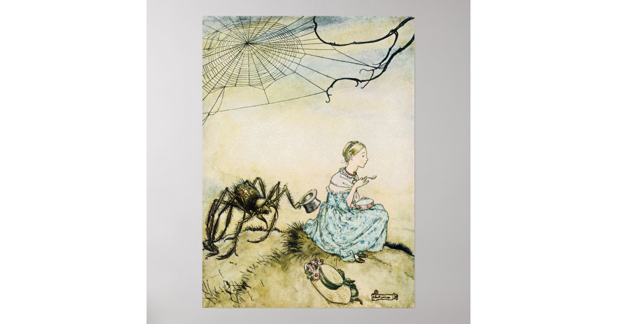 Vintage Little Miss Muffet by Arthur Rackham Poster | Zazzle