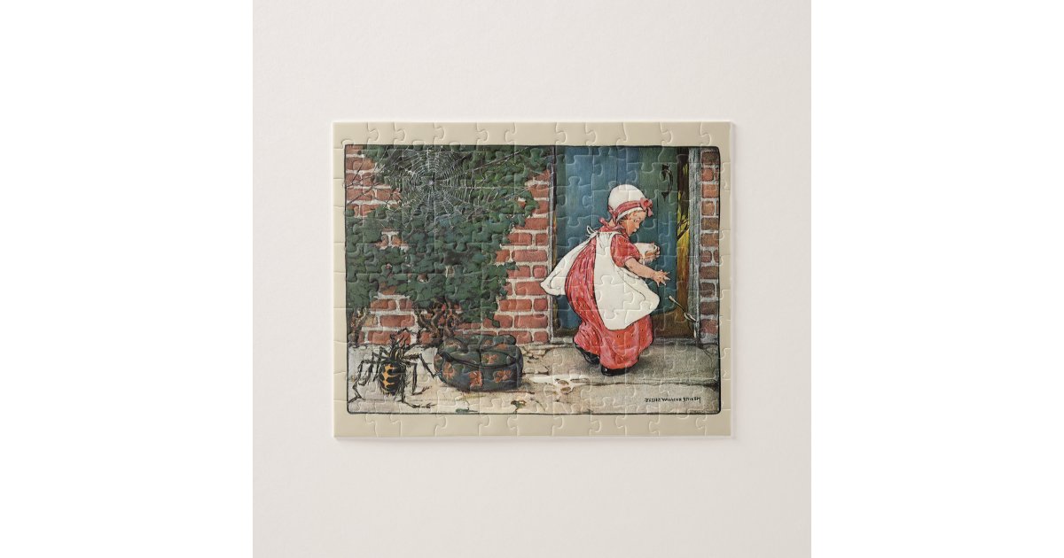 Vintage Little Miss Muffet Spider Nursery Rhyme Jigsaw Puzzle | Zazzle