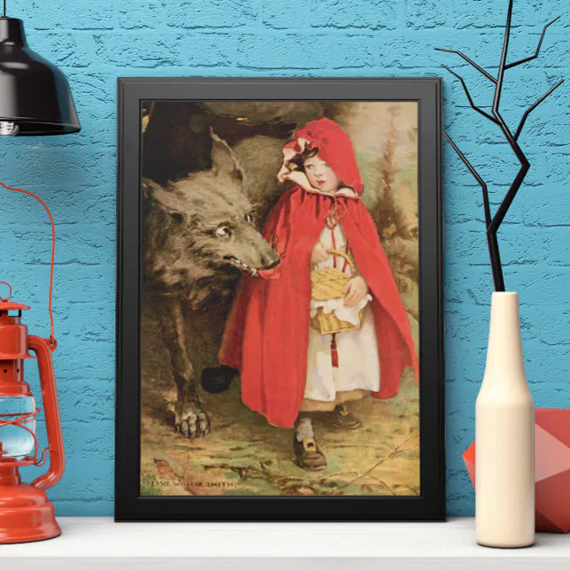 Vintage Little Red Riding Hood and Big Bad Wolf Poster | Zazzle