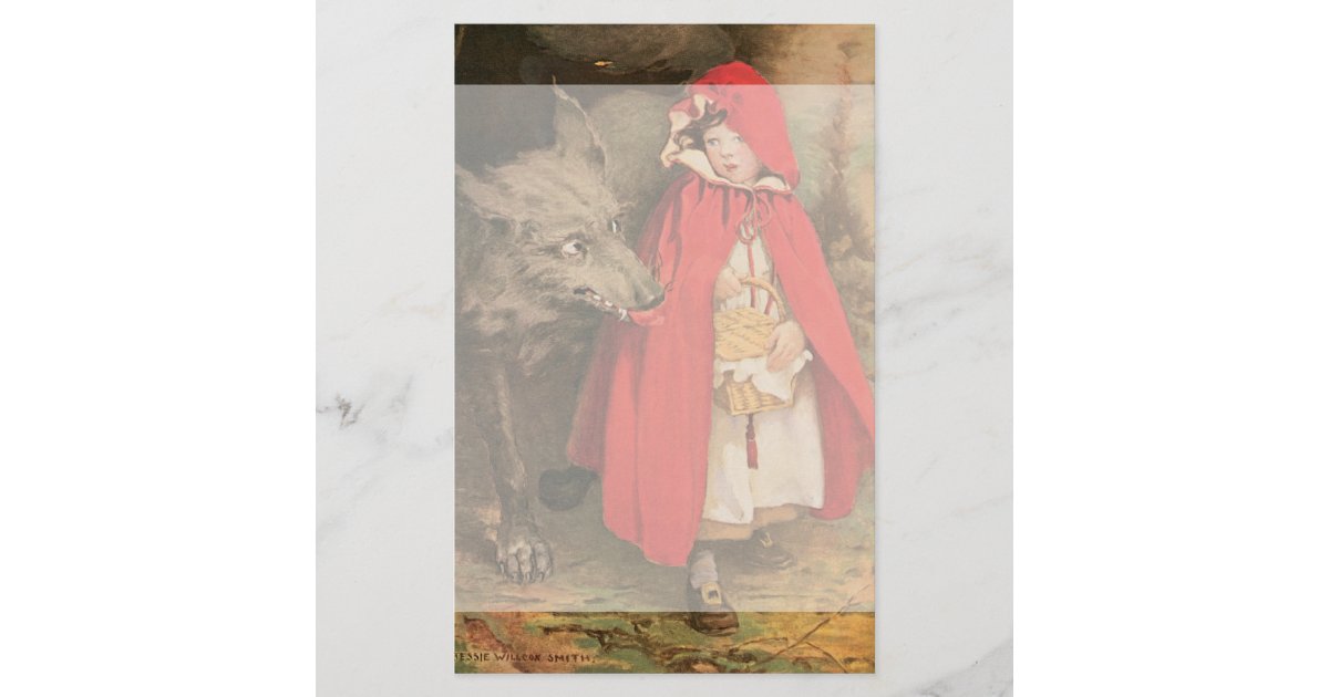 Vintage Little Red Riding Hood and Big Bad Wolf Stationery | Zazzle