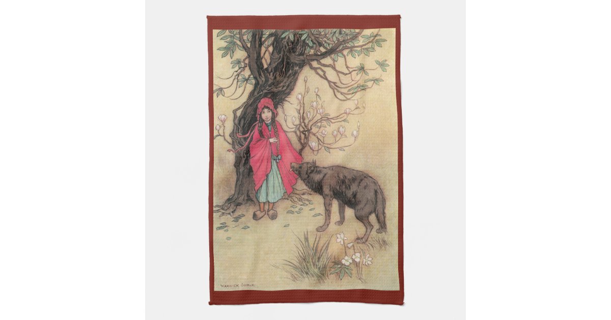 Vintage Little Red Riding Hood by Warwick Goble Kitchen Towel | Zazzle