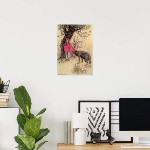 Vintage Little Red Riding Hood by Warwick Goble Poster | Zazzle