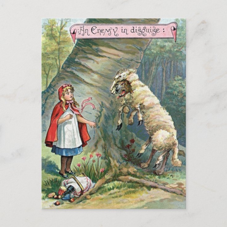 Vintage Little Red Riding Hood Illustration Postcard | Zazzle