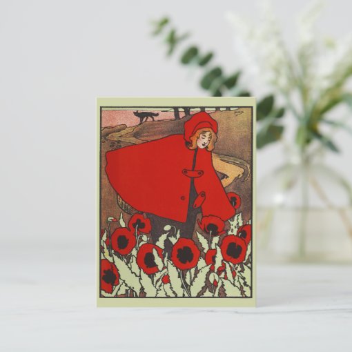Vintage Little Red Riding Hood Postcard | Zazzle