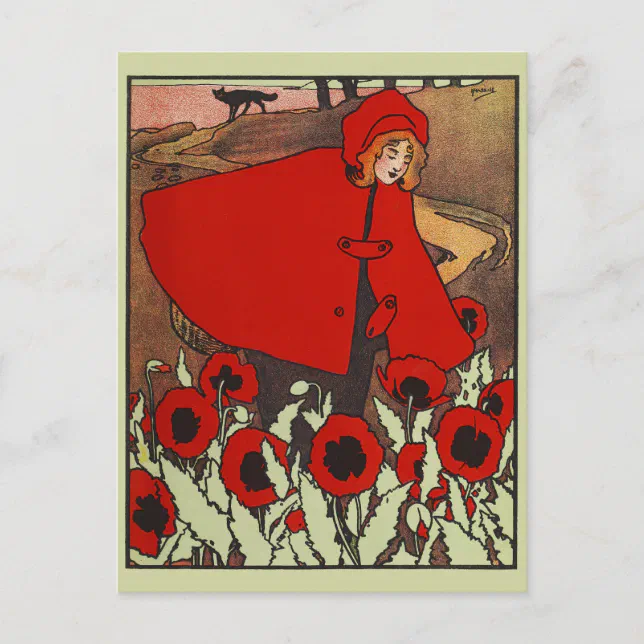 Vintage Little Red Riding Hood Postcard | Zazzle