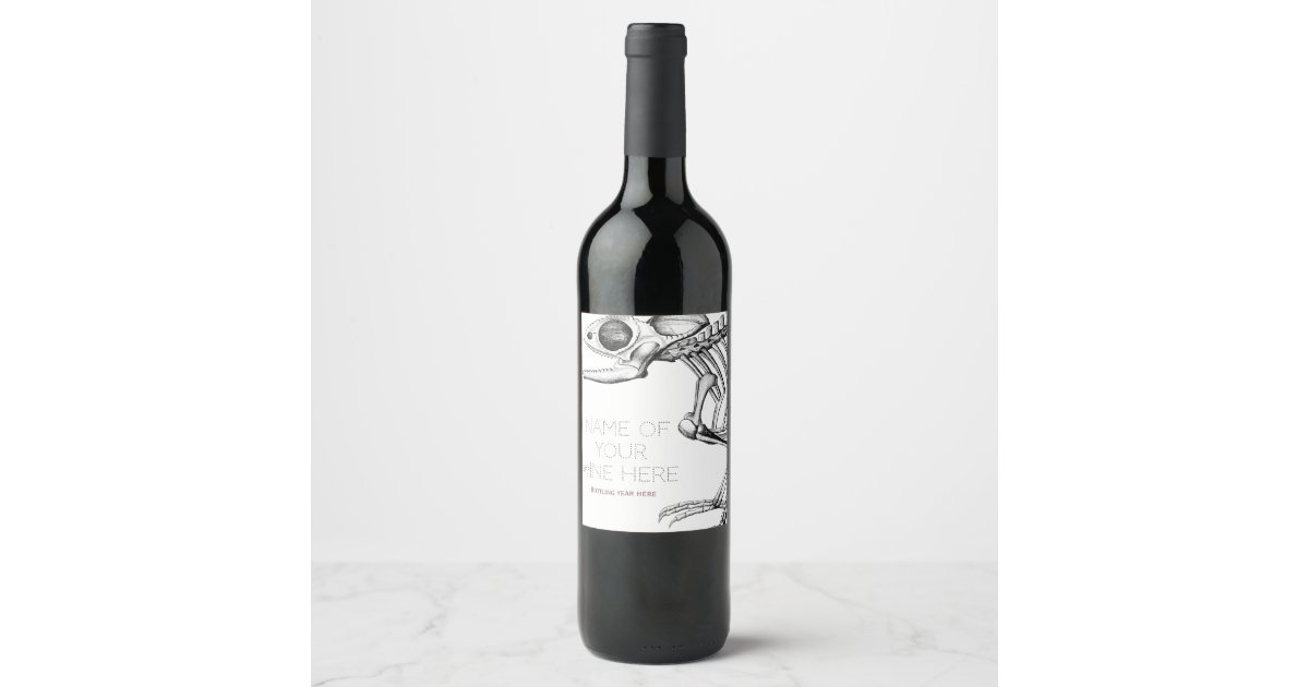 Vintage lizard skeleton wine label | Zazzle