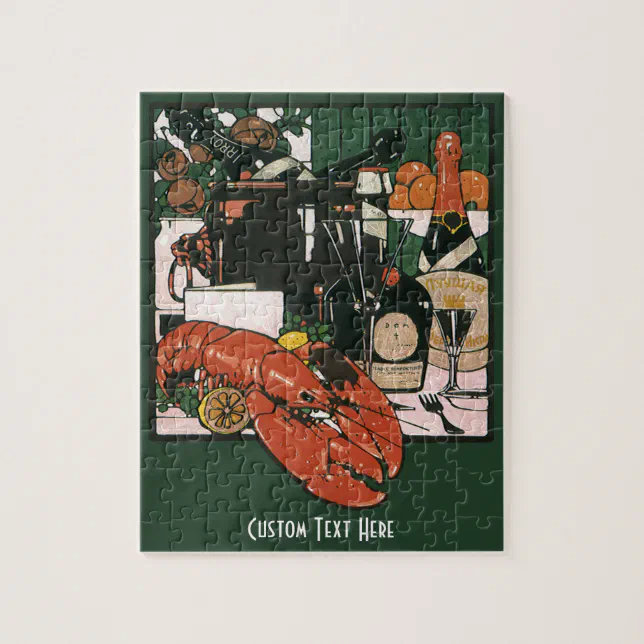 Vintage Lobster Champagne; Fancy Elegant Party Jigsaw Puzzle | Zazzle