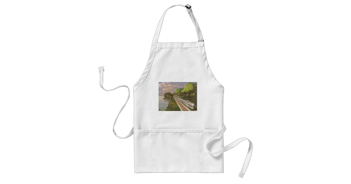 Vintage Locomotive in Country, Vacation by Train Adult Apron | Zazzle