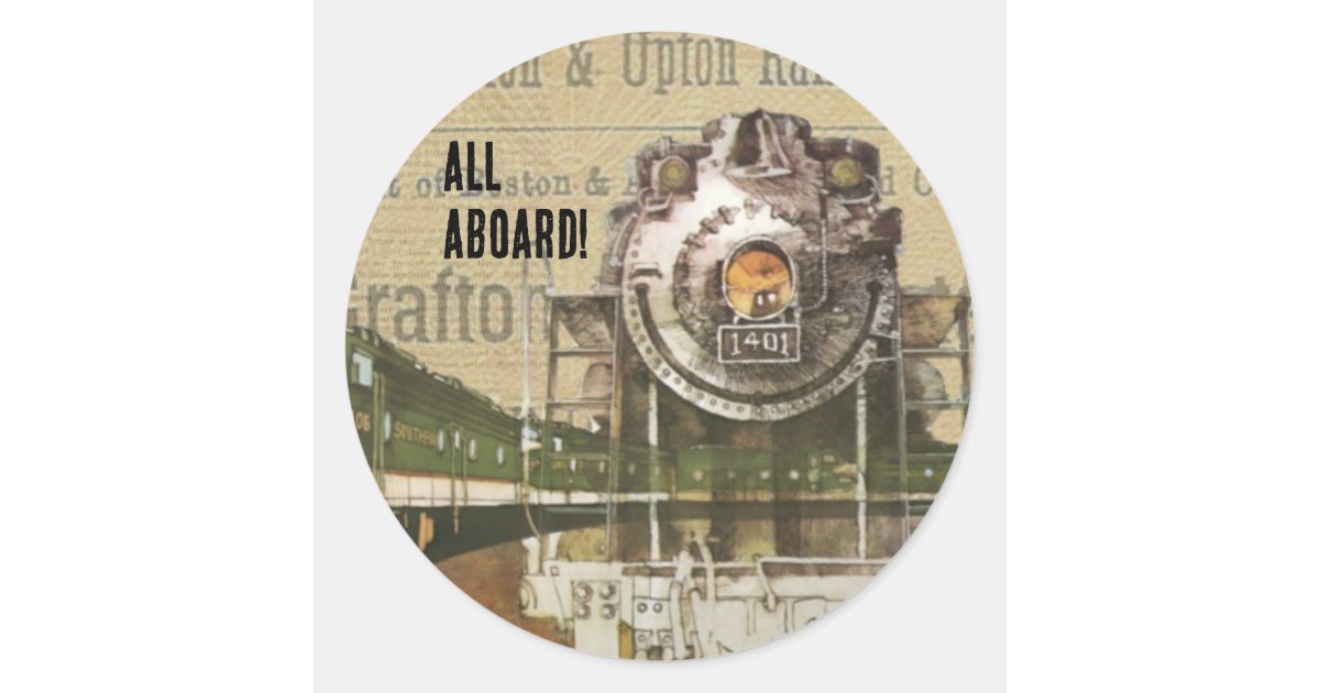 Vintage Locomotive Train Steam Engine Railroad Classic Round Sticker ...