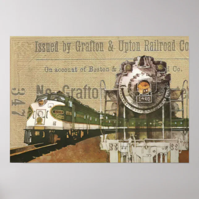 Vintage Locomotive Train Steam Engine Railroad Poster | Zazzle