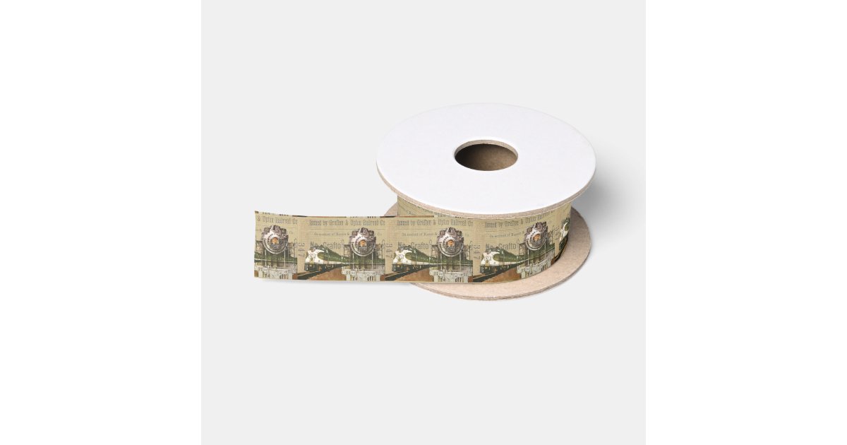 Vintage Locomotive Train Steam Engine Railroad Satin Ribbon | Zazzle