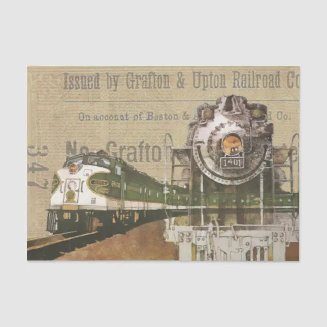 Vintage Locomotive Train Steam Engine Railroad Tissue Paper | Zazzle
