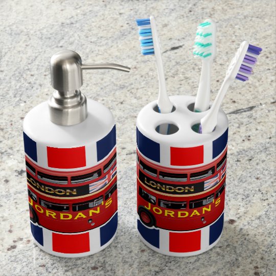 Vintage London Double Decker Bus Soap Dispenser And Toothbrush Holder ...