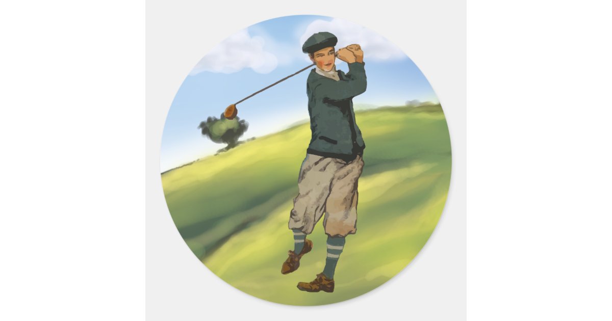Vintage look Golfer Golf Stickers | Zazzle