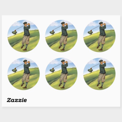 Vintage look Golfer Golf Stickers | Zazzle