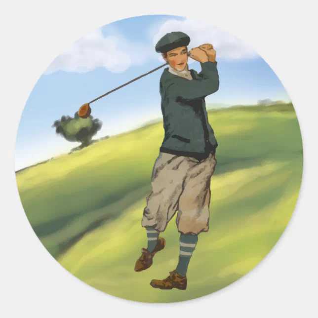 Vintage look Golfer Golf Stickers | Zazzle