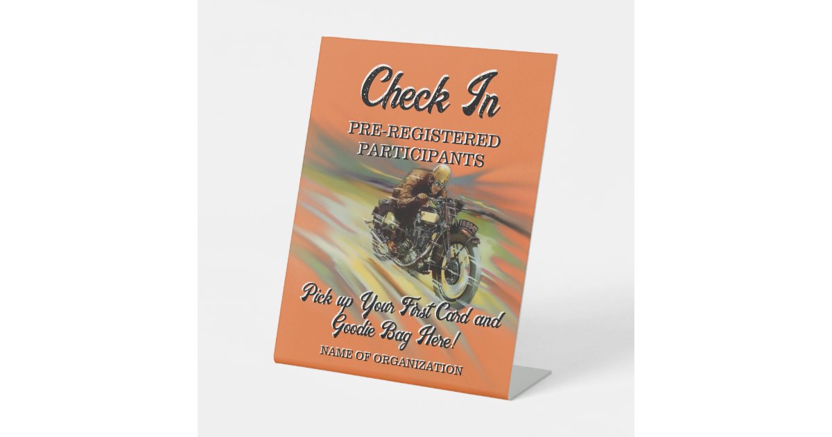 Vintage Look Motorcycle Poker Run Personalized Pedestal Sign | Zazzle