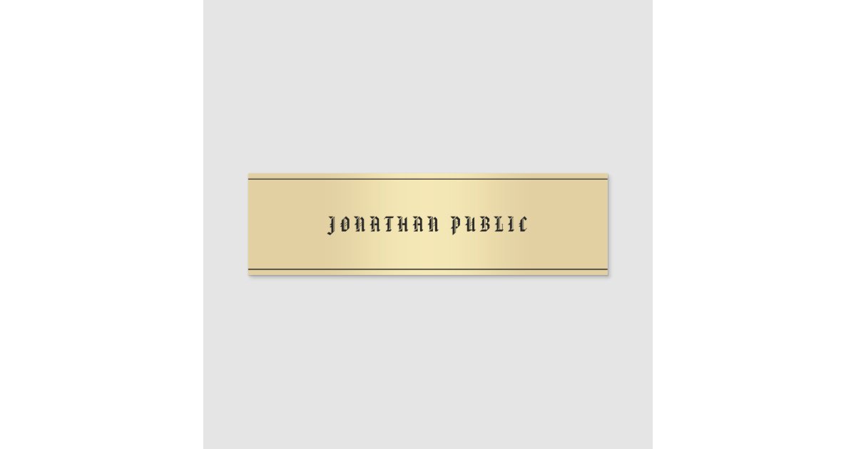 Vintage Look Old Style Text Template Faux Gold Name Tag | Zazzle