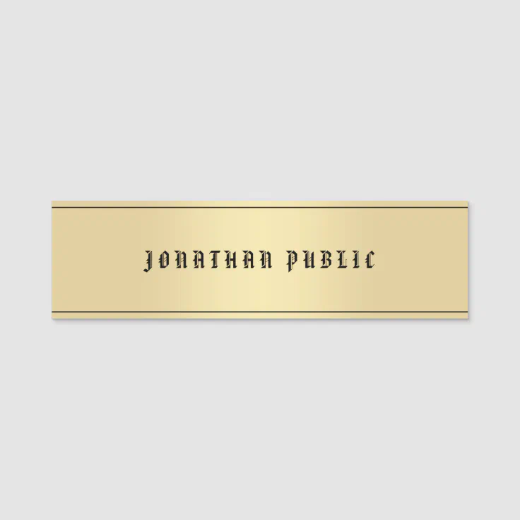 Vintage Look Old Style Text Template Faux Gold Name Tag | Zazzle