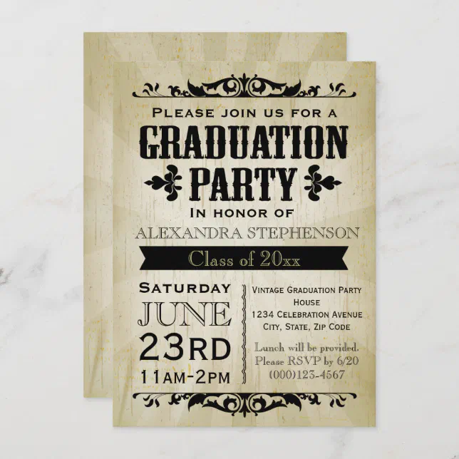 Vintage-Look Old-Time Graduation Party Invitation | Zazzle
