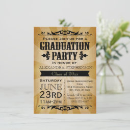 Vintage-Look Old-Time Graduation Party Invitation | Zazzle