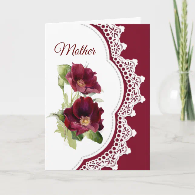 Vintage Look Red Roses Flower Mom Mother's Day Card | Zazzle