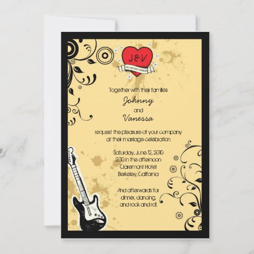 Vintage Look Rock & Roll Music Themed Wedding Invitation | Zazzle