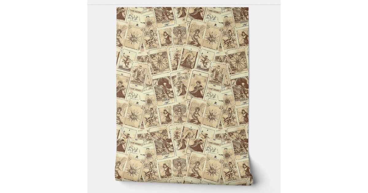 Vintage Look Sepia Tarot Cards Wallpaper | Zazzle