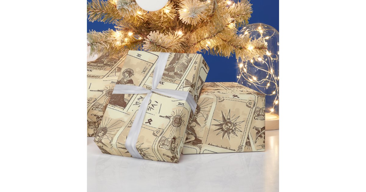 Vintage Look Sepia Tarot Cards Wrapping Paper | Zazzle