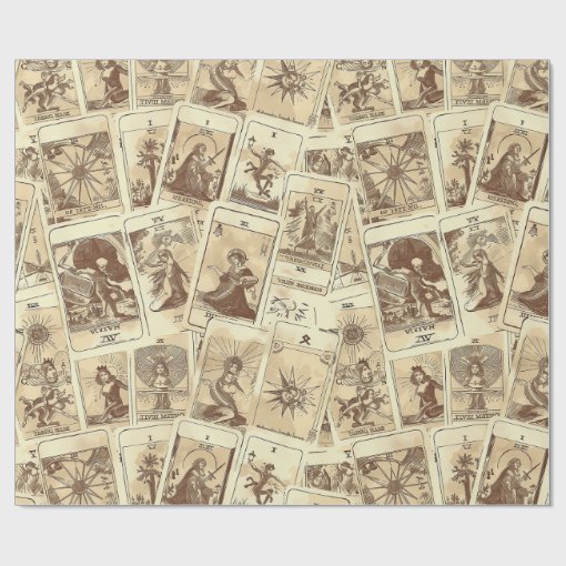 Vintage Look Sepia Tarot Cards Wrapping Paper | Zazzle