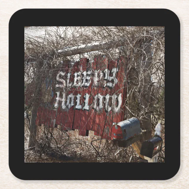 Vintage Look Sleepy Hollow Sign Square Paper Coaster | Zazzle