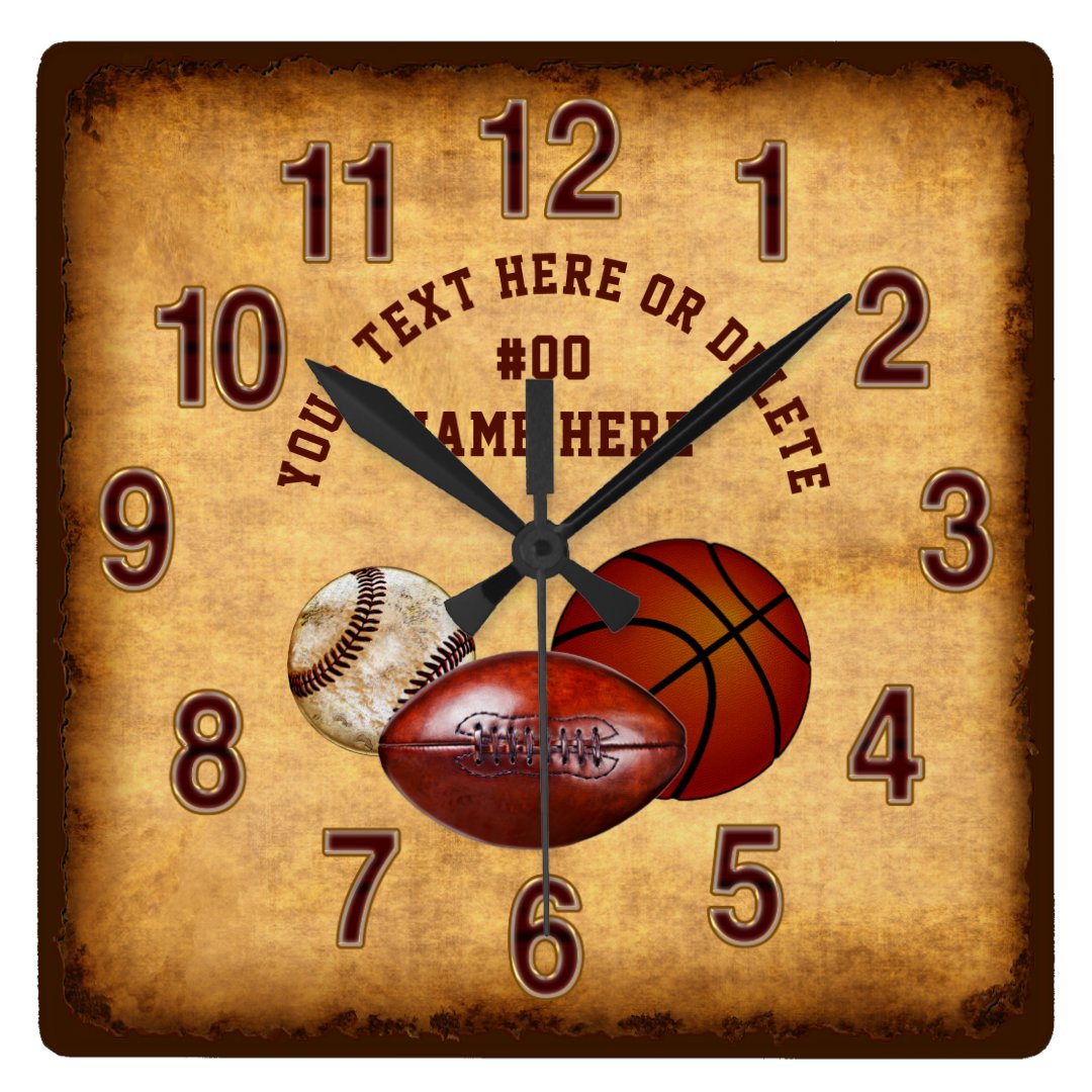 Vintage look Sports Themed Clocks, Man Cave Clock | Zazzle
