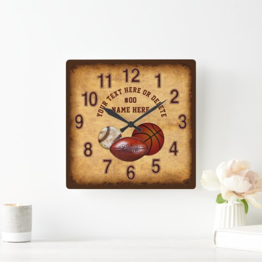 Vintage look Sports Themed Clocks, Man Cave Clock | Zazzle