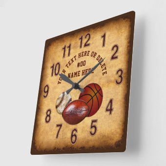 Vintage look Sports Themed Clocks, Man Cave Clock | Zazzle