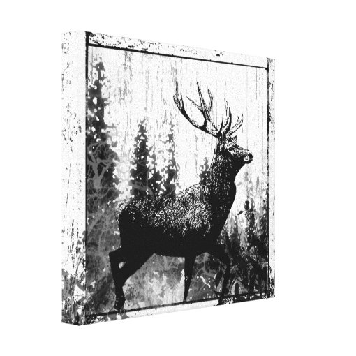 Vintage look Stag in Black and White, Deer Animal Canvas Print | Zazzle