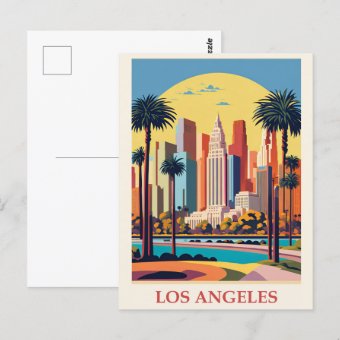 Vintage Los Angeles California City Skyline Travel Postcard | Zazzle