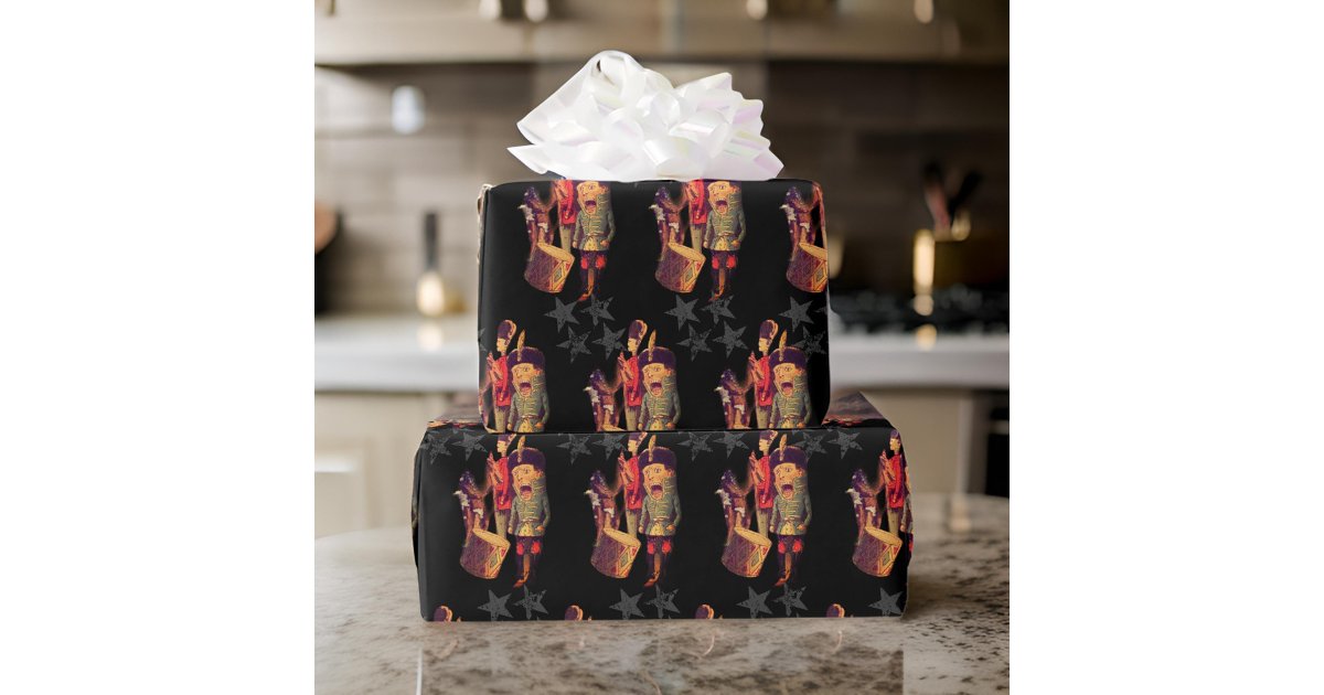 Vintage Loud Screaming Nutcracker Soldier Drums Wrapping Paper | Zazzle