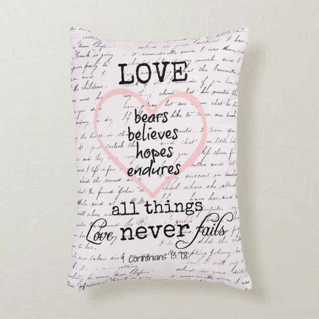 Vintage Love Bears all Things Bible Verse Accent Pillow | Zazzle