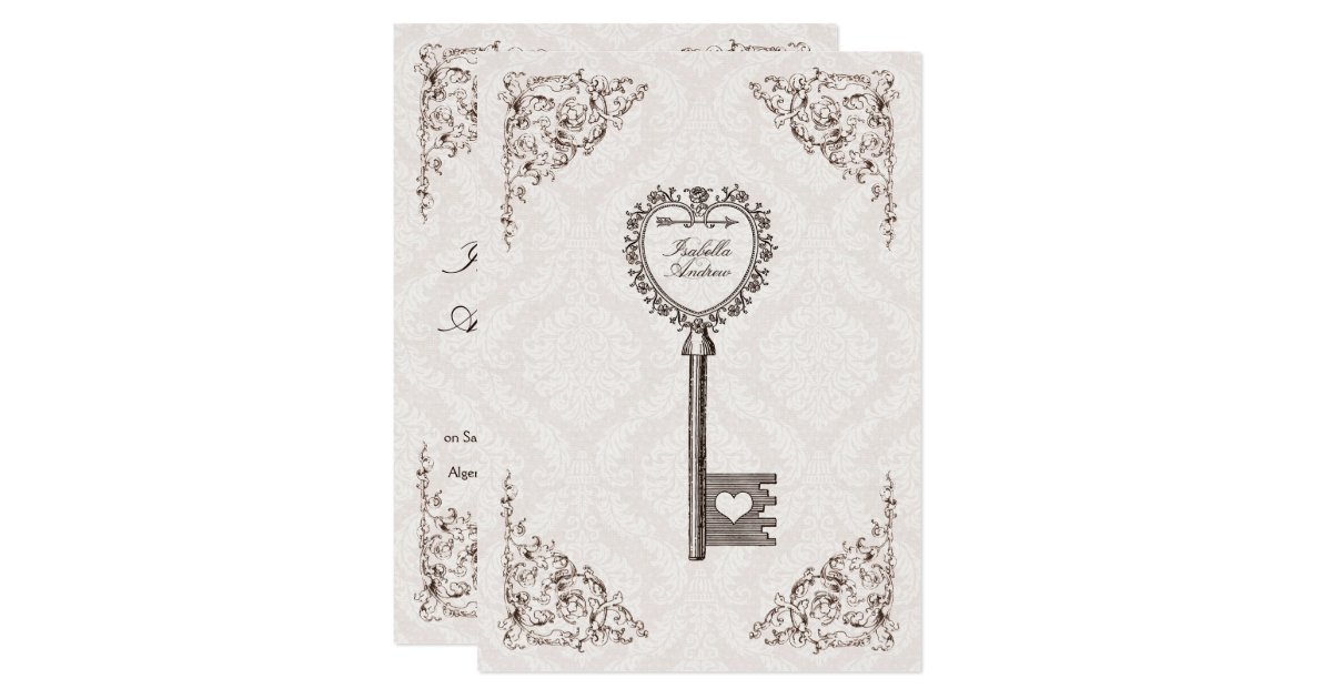 Vintage Key Wedding Invitation