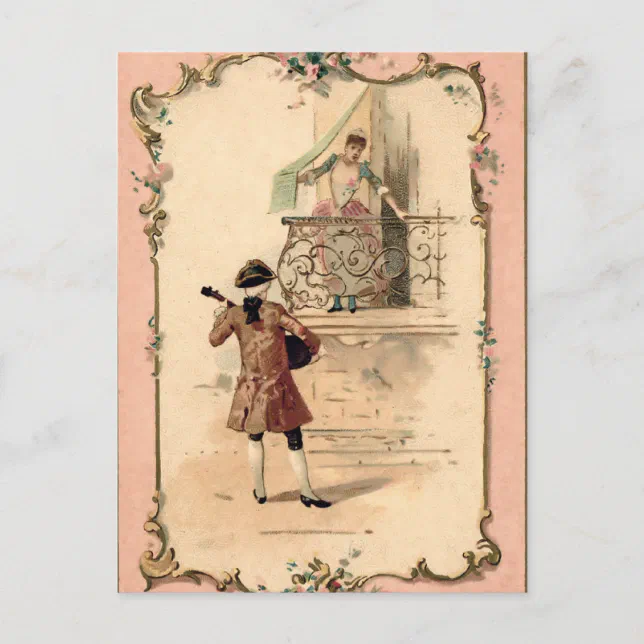Vintage Lovers Illustration Postcard | Zazzle