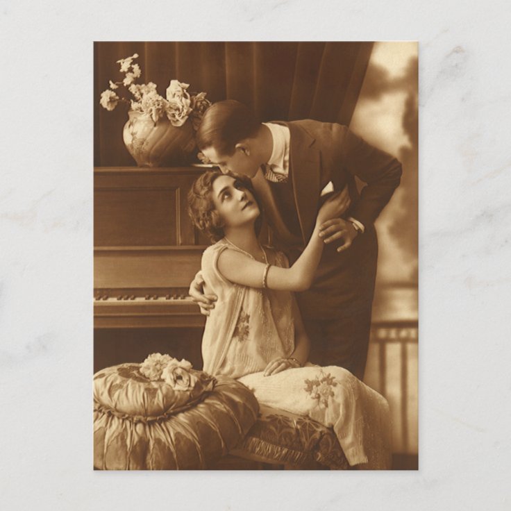 Vintage Lovers, Love Romance Romantic Music Postcard | Zazzle