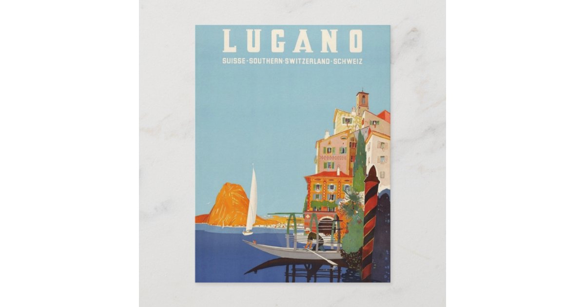 Vintage Lugano Italian Resort Switzerland Postcard | Zazzle