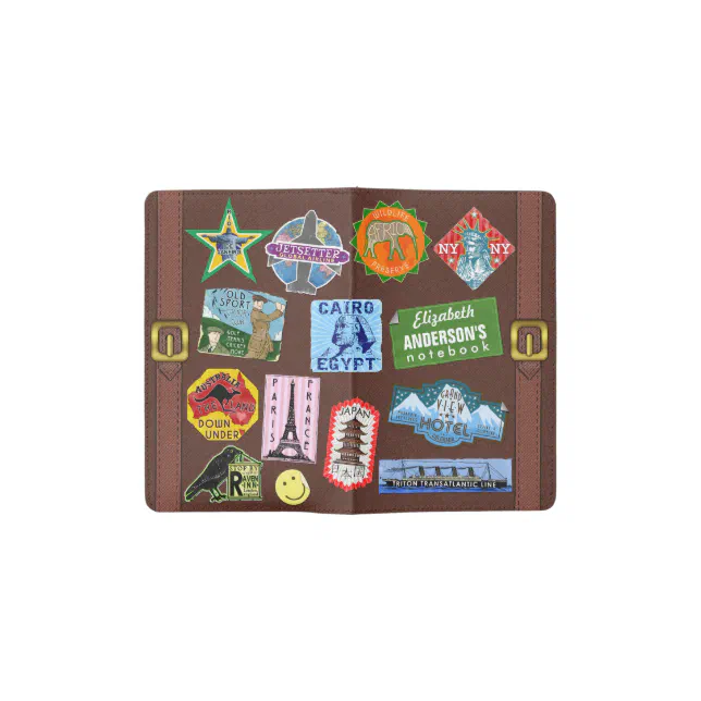 Vintage Luggage World Travel Suitcase Sticker Name Pocket Moleskine ...