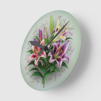 Vintage Luminous Lily Wall Clock | Zazzle