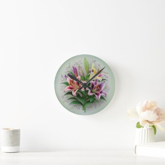 Vintage Luminous Lily Wall Clock | Zazzle
