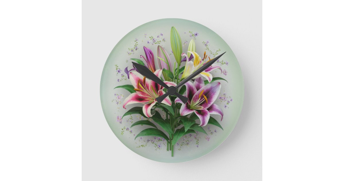 Vintage Luminous Lily Wall Clock | Zazzle